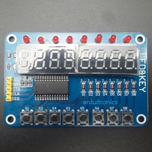TM1638 Based Board บอร์ดแสดงผลตัวเลข 8 หลักพร้อม LED และปุ่มกด (แถมสายต่อฟรี) - Arduino ...