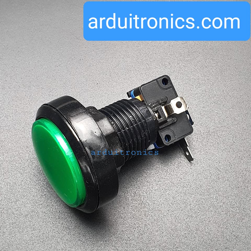 ปุ่มกดตู้เกม สวิตช์กดติดปล่อยดับขนาดใหญ่ 46mm พร้อมไฟ Led สีแดง Arduino Raspberry Pi Nodemcu