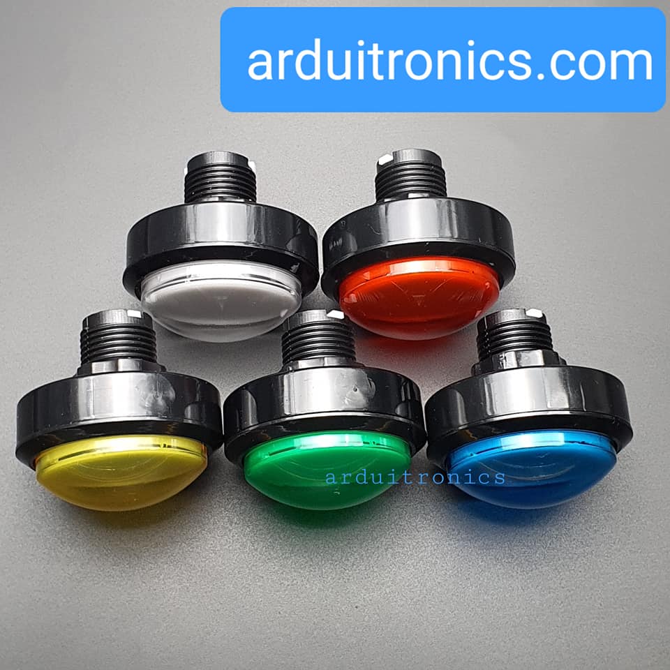 ปุ่มกดตู้เกม สวิตช์กดติดปล่อยดับขนาดใหญ่ 60mm พร้อมไฟ Led สีเขียว Arduino Raspberry Pi