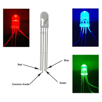 RGB LED Common Anode Bright Full Color LED 5mm legs - ชุด 20 หลอด ...
