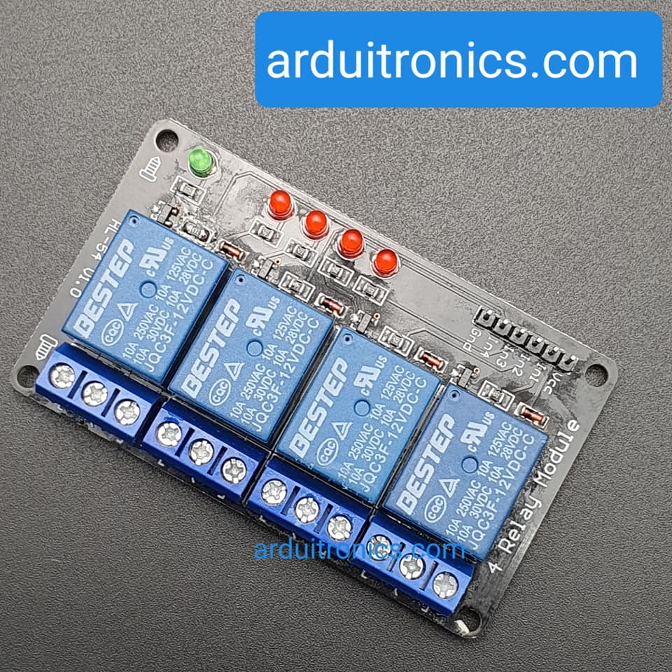 12V 4 Channel Relay Low-Level Trigger Relay Module (with LED - PCB สีดำ มีช่องสกรูให้ยึด ...