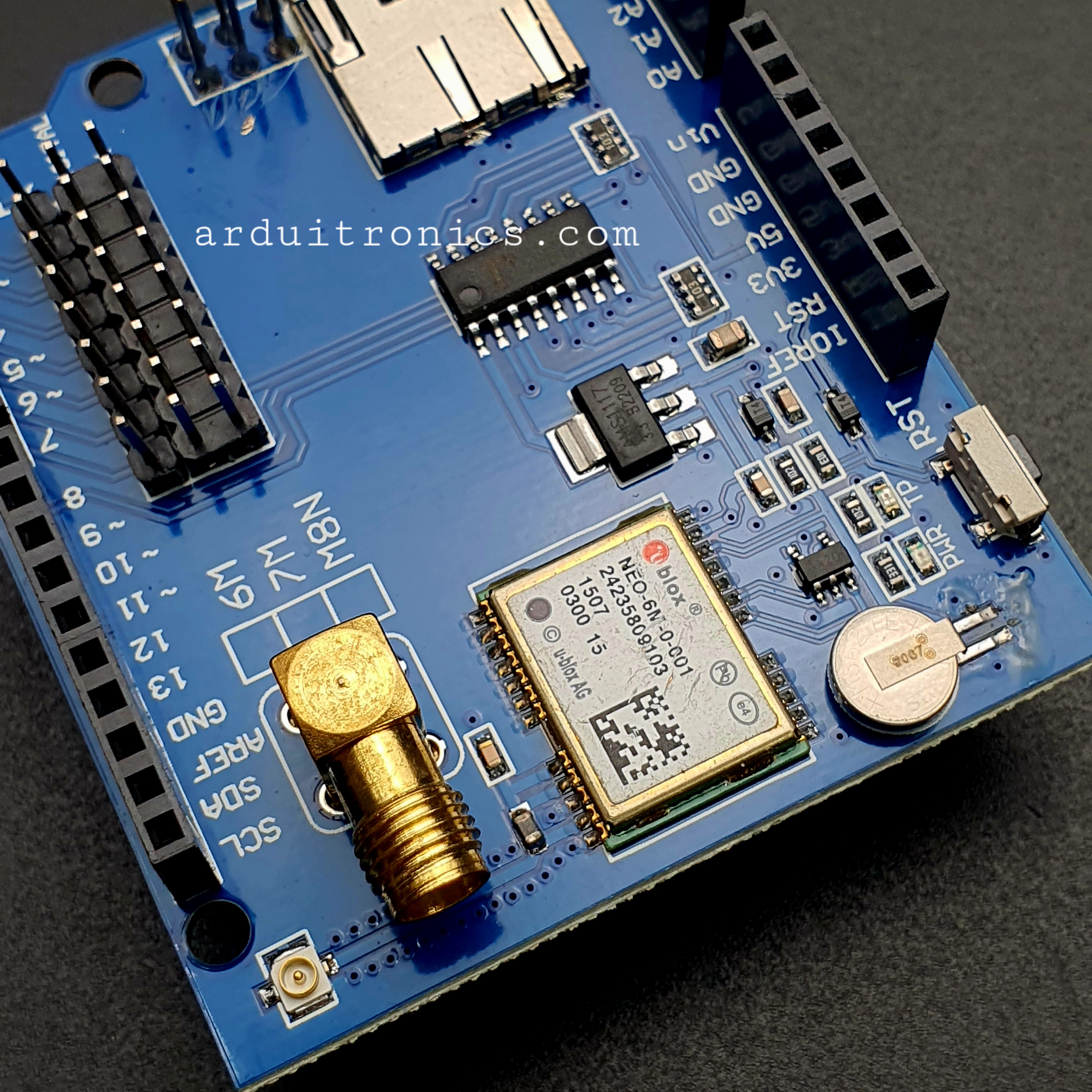Gps Shield Ublox Neo 6m With Data Logger For Arduino Uno แถมสายอากาศ
