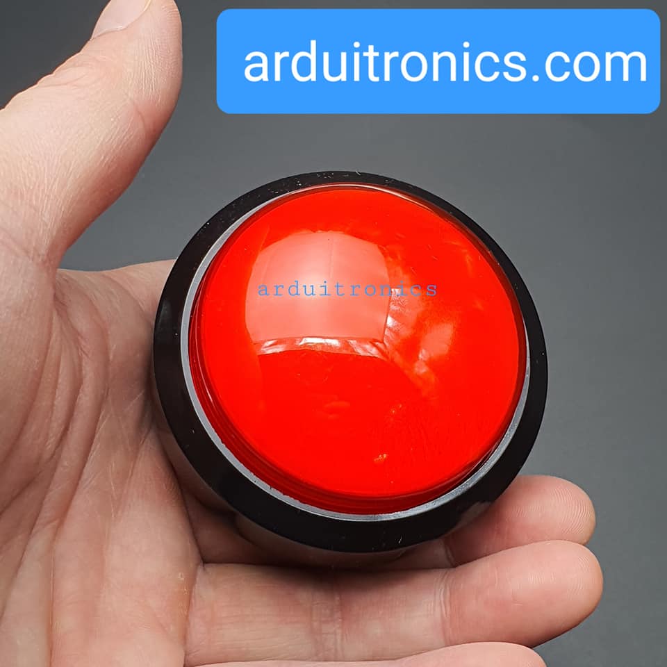 ปุ่มกดตู้เกม สวิตช์กดติดปล่อยดับขนาดใหญ่ 60mm พร้อมไฟ Led สีแดง Arduino Raspberry Pi Nodemcu