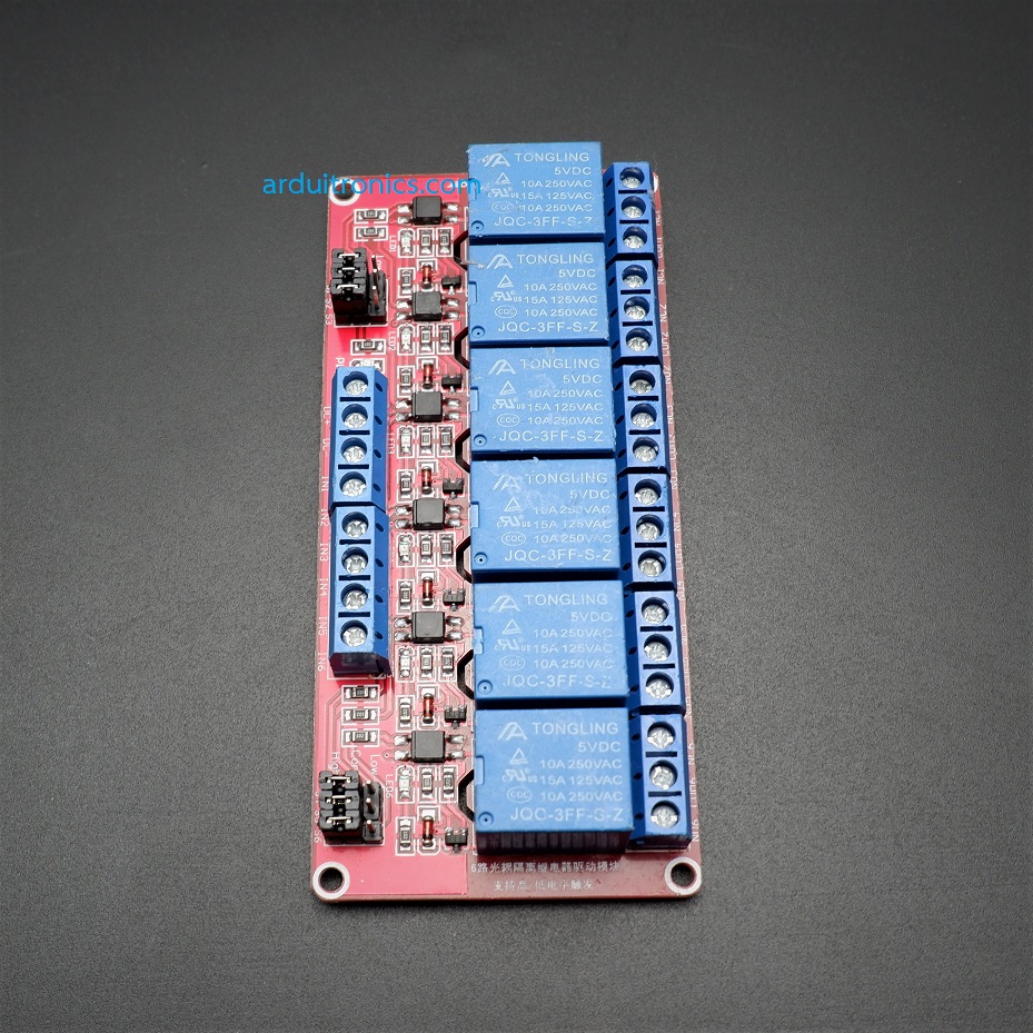 6 Channel Relay Module High/Low Level Trigger (5V) - Red PCB - Arduino, Raspberry Pi, NodeMCU ...