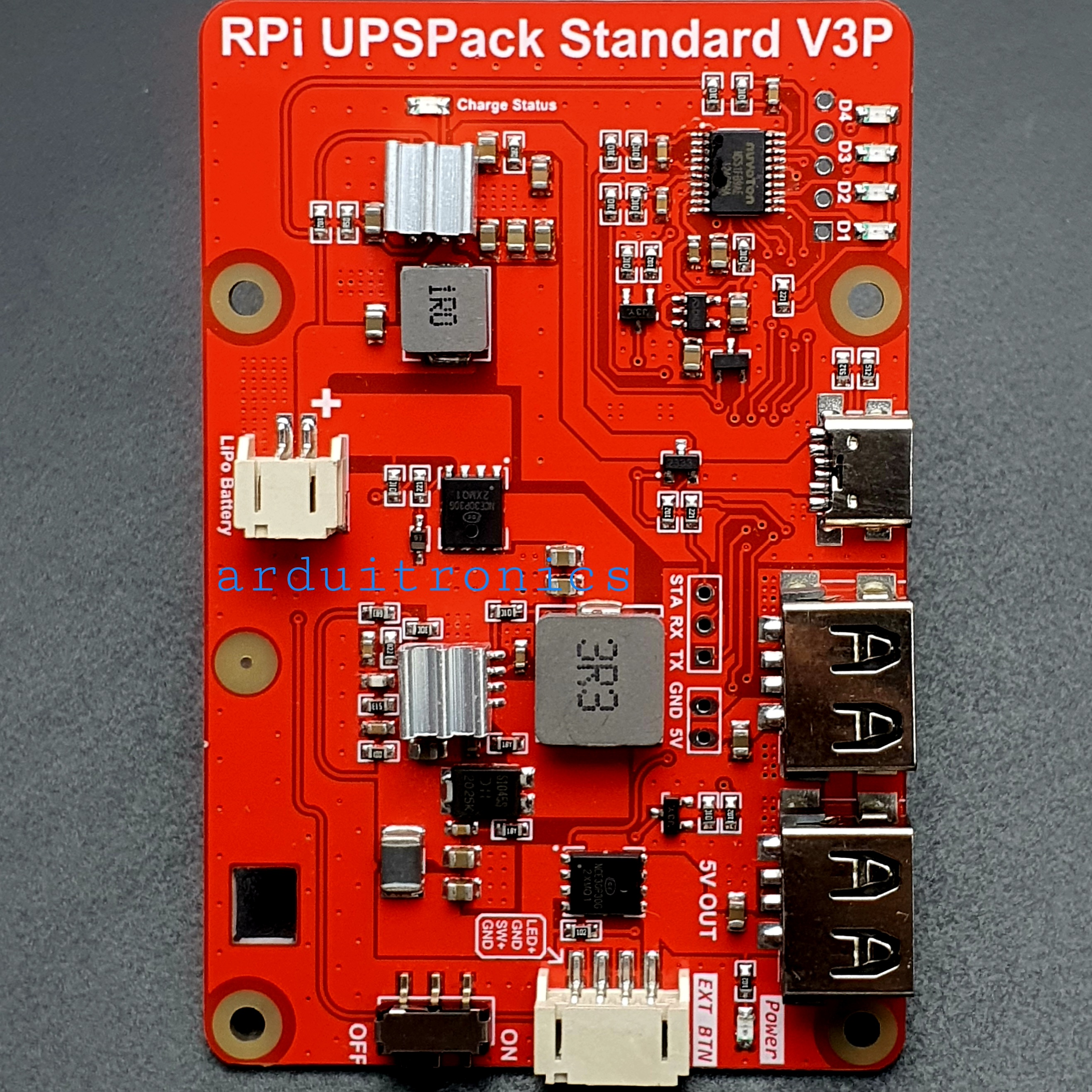 Raspberry Pi (RPi) UPSPack Standard V3 PCB สีแดง + Battery Box 18650 - Arduino, Raspberry Pi ...