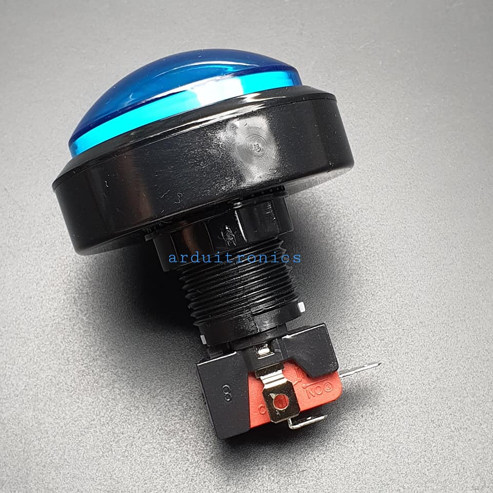 ปุ่มกดตู้เกม สวิตช์กดติดปล่อยดับขนาดใหญ่ 60mm พร้อมไฟ Led สีเขียว Arduino Raspberry Pi