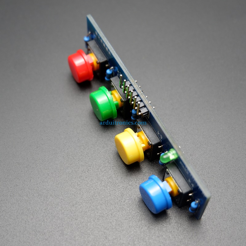 โมดูลสวิตช์กดติดปล่อยดับ 4 ปุ่ม 4 สี สำหรับ Arduino Arduino