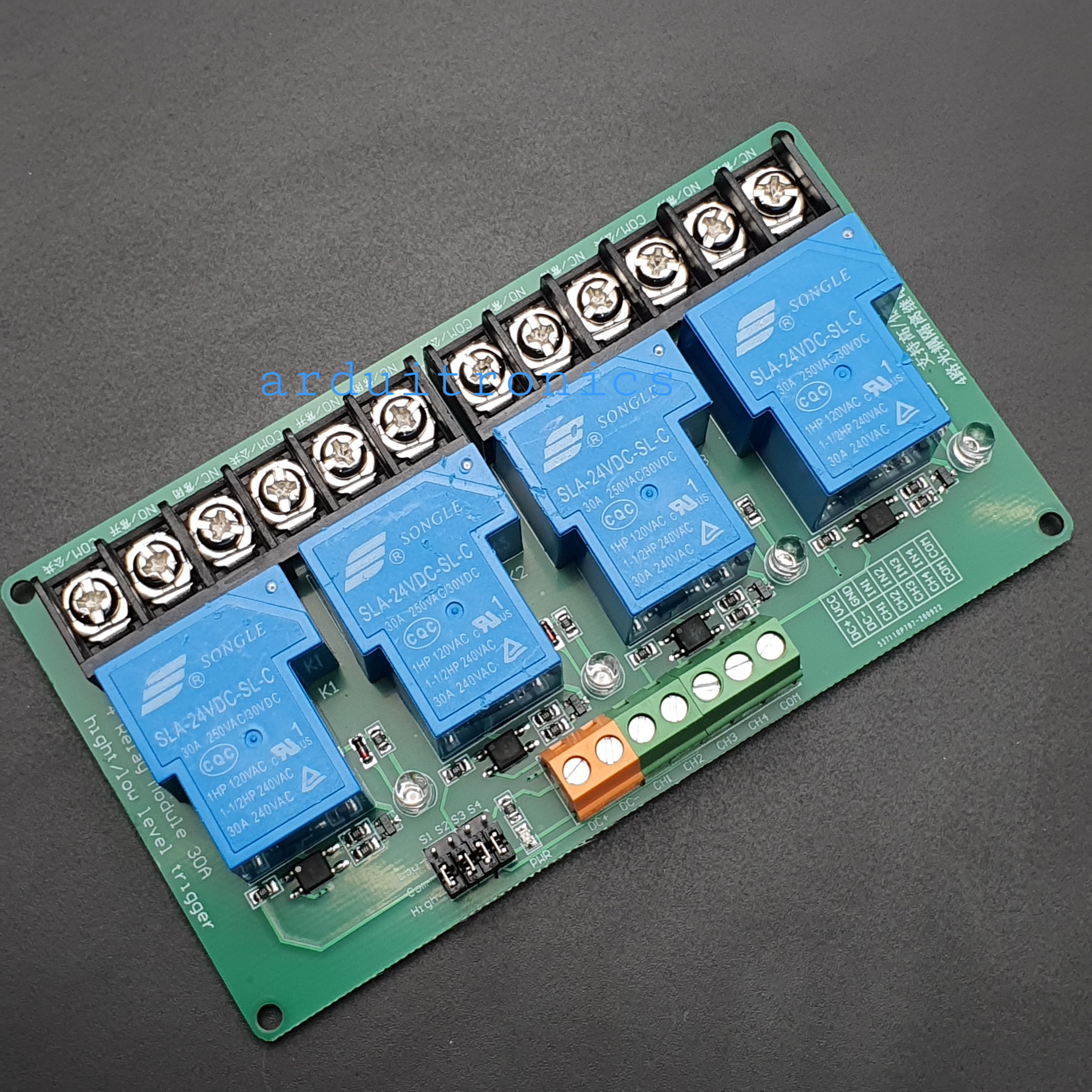 4 Channel Relay 24V 30A รีเลย์ 24V 30A ทำงานแบบ Active Low/High - Arduino, Raspberry Pi, NodeMCU ...