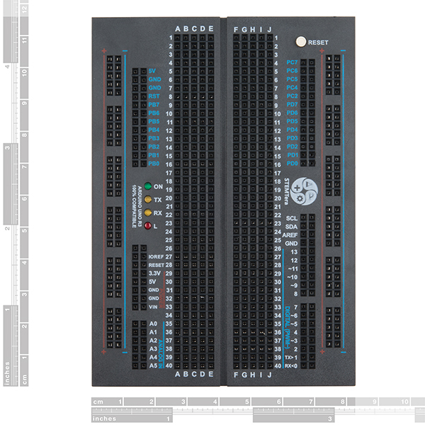 STEMTera (Breadboard with built-in Dual Microcontroller – ATmega328P & ATmega32U2) - Sparkfun ...