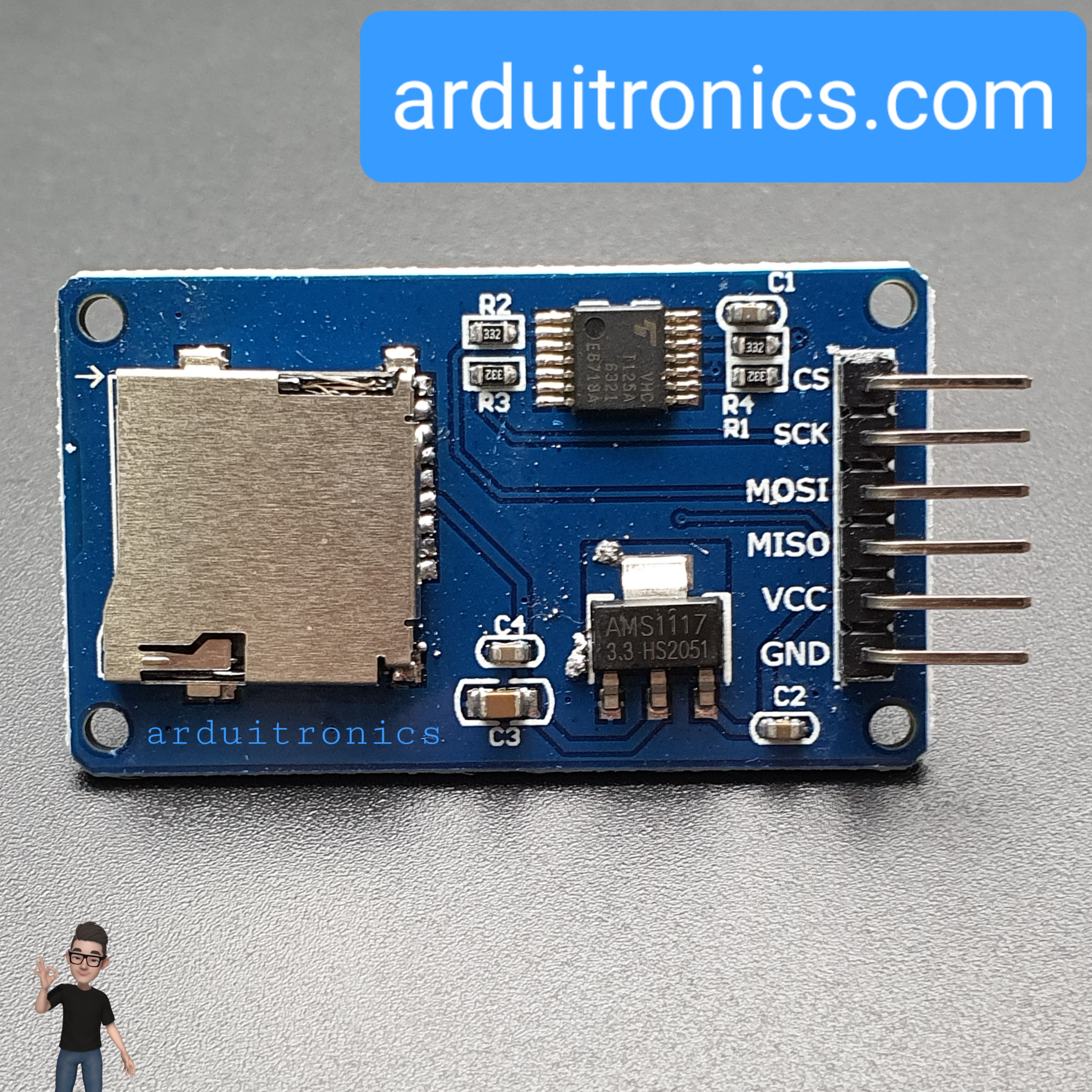 MicroSD Card Adapter (SPI Interface) - Arduino, Raspberry Pi, NodeMCU, IoT, Nvidia, Lora, AI ...