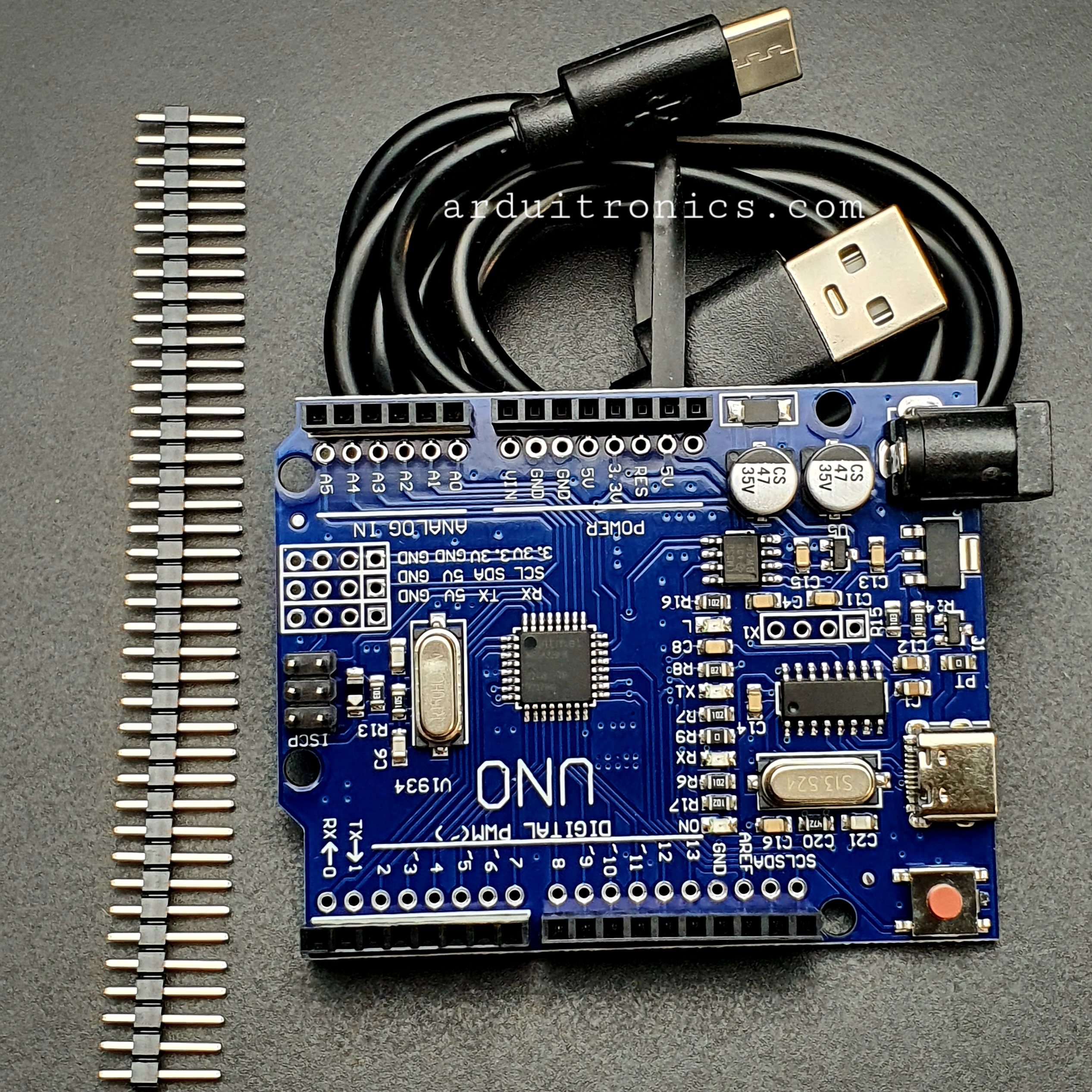 Arduino UNO R3 SMD (CH340G) Type-C แถมสายยาว 1 m (คละสี ขาวหรือดำ) และ Pin Header - Arduino ...