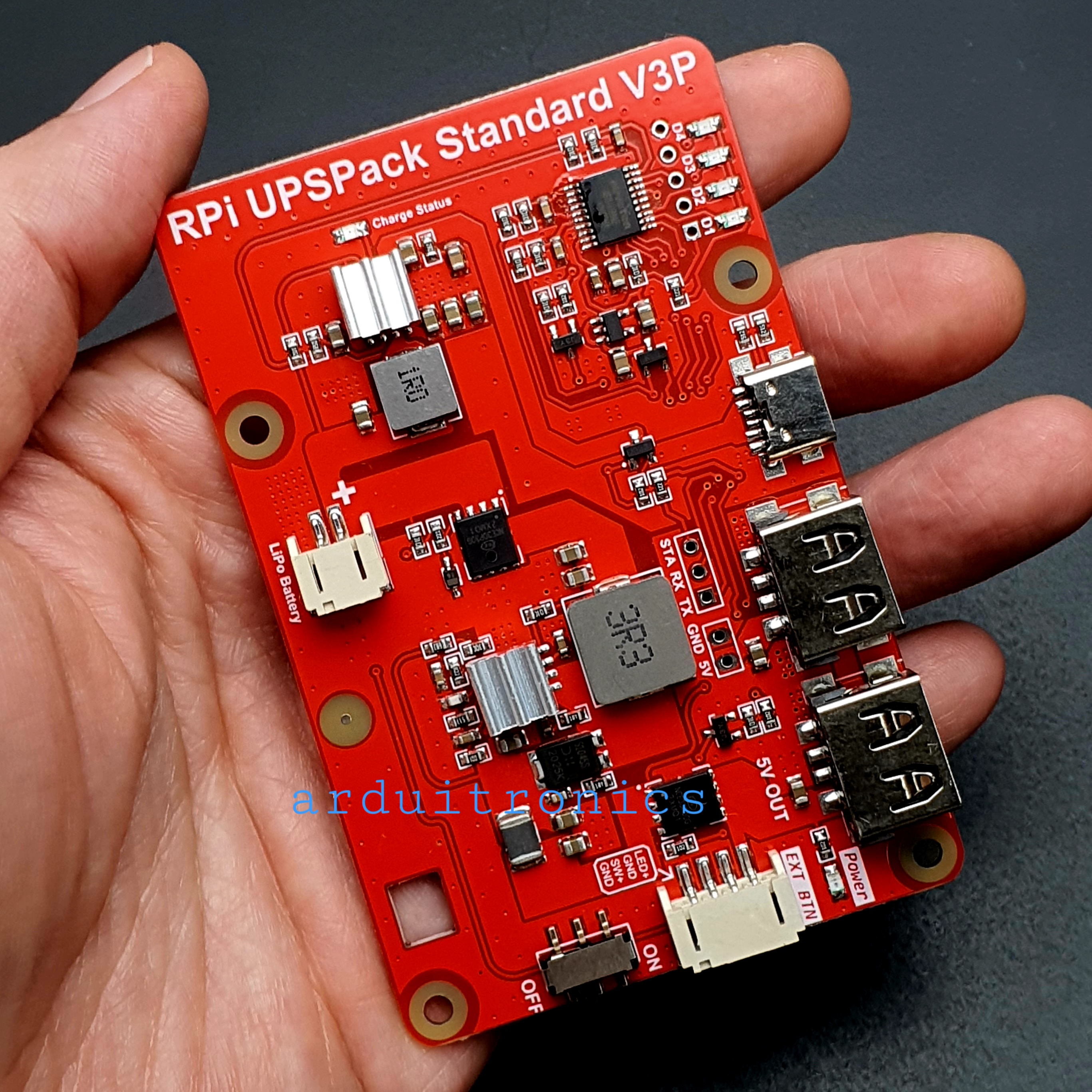 Raspberry Pi (RPi) UPSPack Standard V3 PCB สีแดง + Battery Box 18650 - Arduino, Raspberry Pi ...