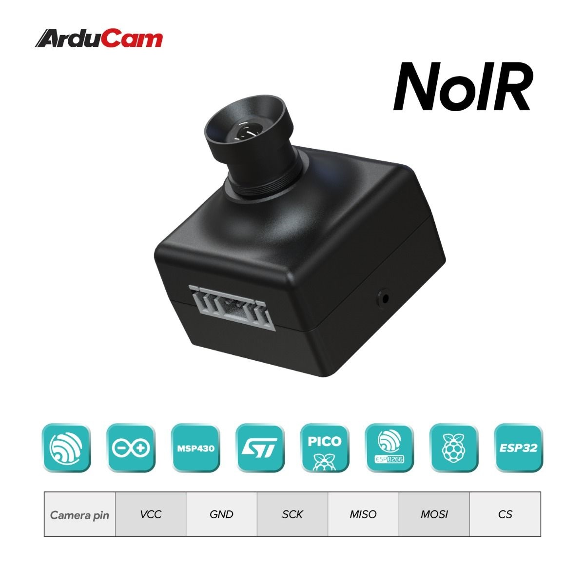 Mega 5mp Spi Camera Module With M12 Lens Noir For Any Microcontroller