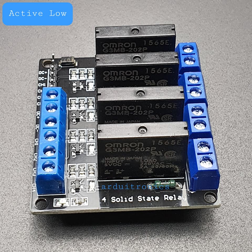4 Channel 5V 2A Solid State Relay (SSR) Low Level Trigger - Arduino, Raspberry Pi, NodeMCU, IoT ...