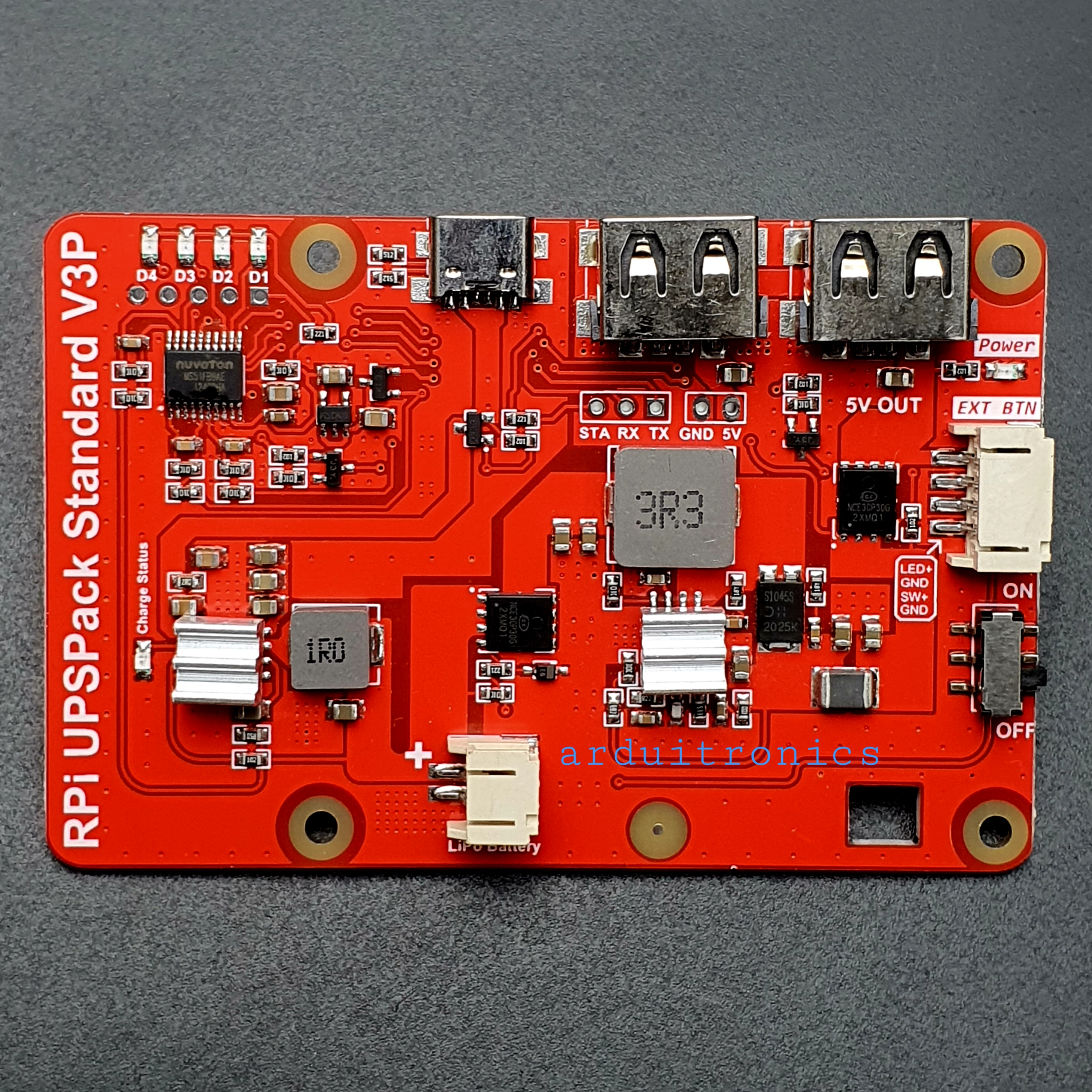 Raspberry Pi (RPi) UPSPack Standard V3 PCB สีแดง + Battery Box 18650 - Arduino, Raspberry Pi ...