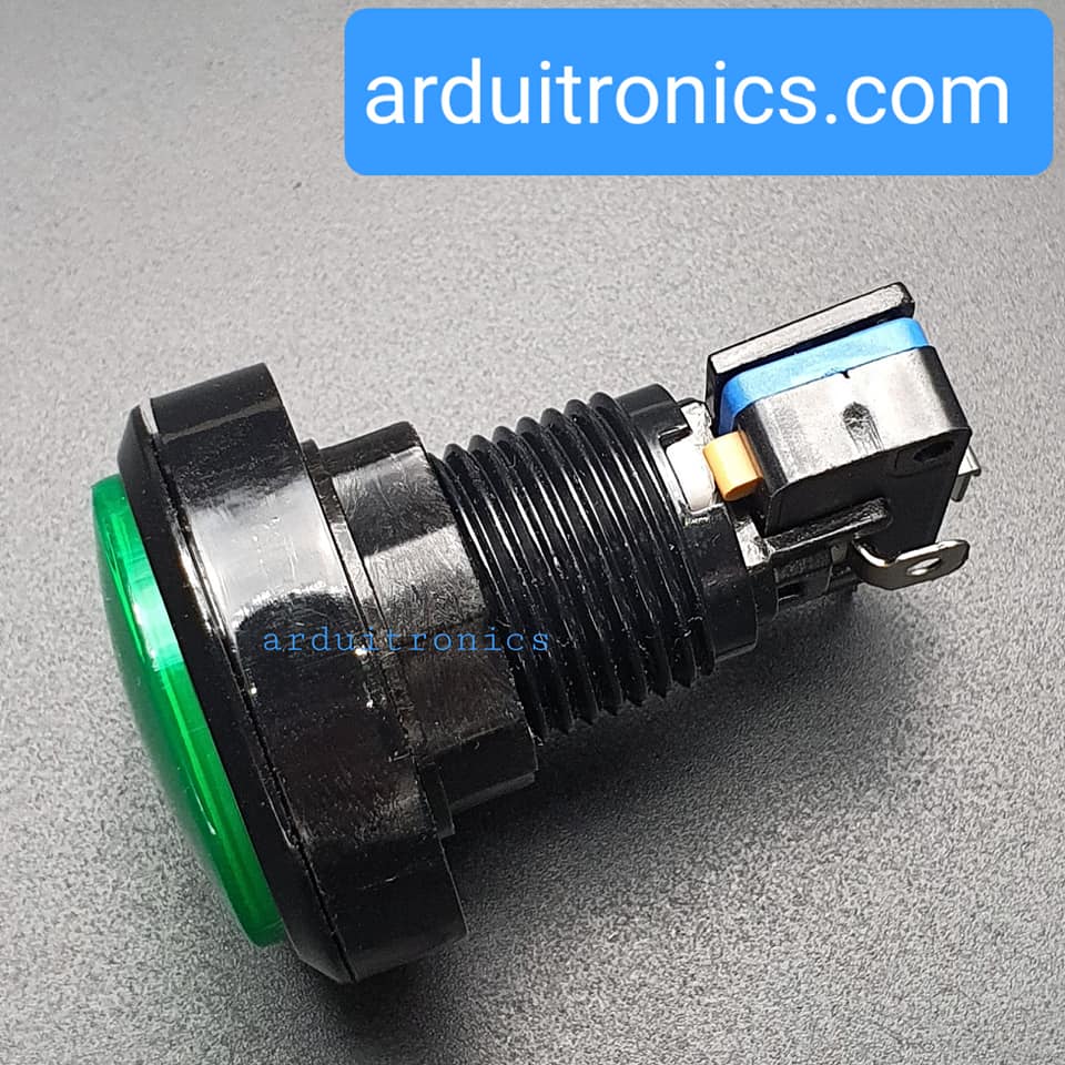 ปุ่มกดตู้เกม สวิตช์กดติดปล่อยดับขนาดใหญ่ 46mm พร้อมไฟ Led สีแดง Arduino Raspberry Pi Nodemcu