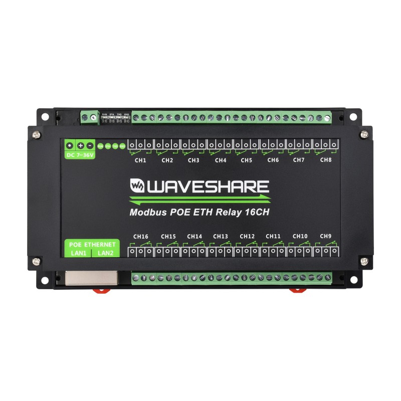 16-Ch Ethernet Relay Module, Modbus RTU / Modbus TCP Protocol, Ethernet Port Communication ...