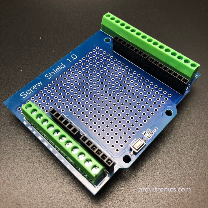Proto Screw Shield-Assembled (Arduino Compatible) Blue PCB - Arduino, Raspberry Pi, NodeMCU, IoT ...