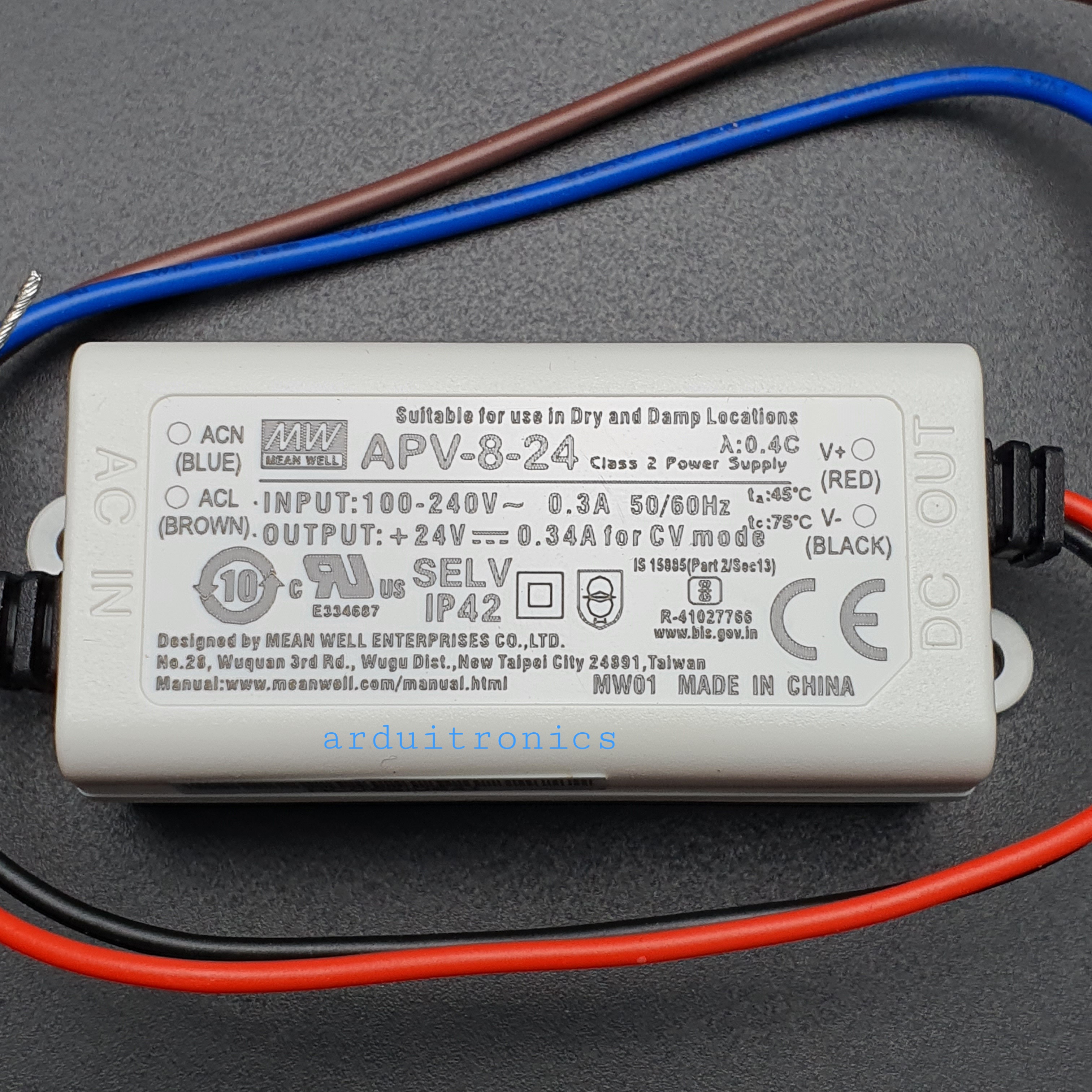 Switching Power Supply 8W 24V 0.34A (MEAN WELL APV-8-24) - Arduino, Raspberry Pi, NodeMCU, IoT ...