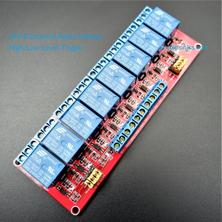 24V 8 Channel Relay High/Low Level Trigger Relay Module (Red PCB) - Arduino, Raspberry Pi ...