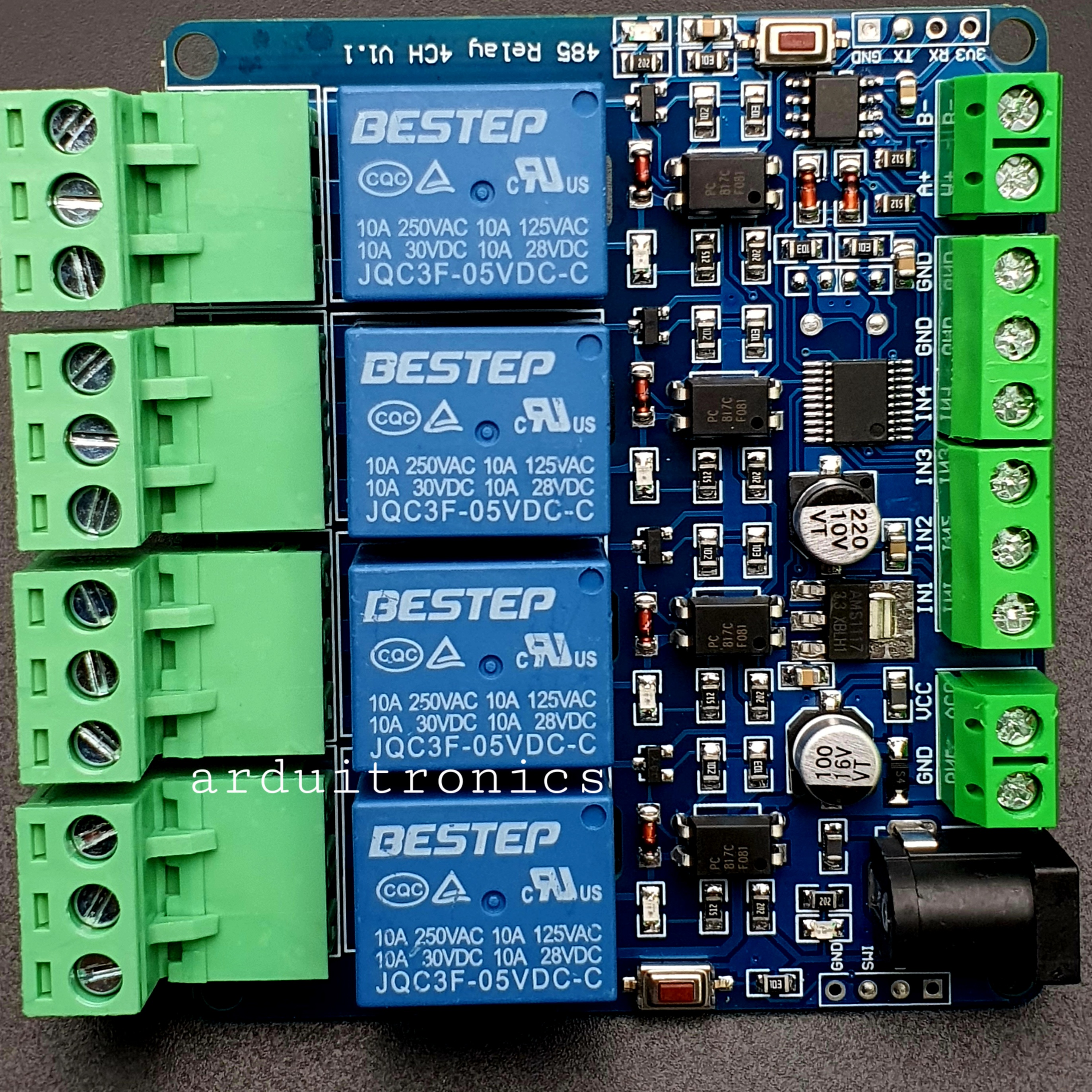 Modbus - RTU 4 Channel Relay Module RS485/TTL (5V) - Arduino, Raspberry Pi, NodeMCU, IoT, Nvidia ...