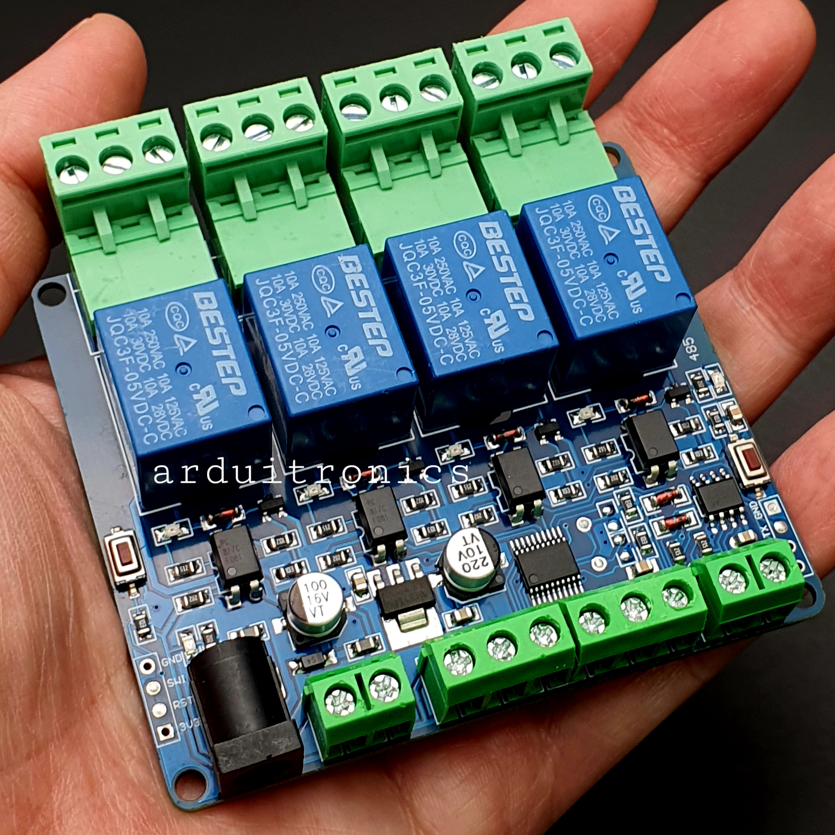 Modbus - RTU 4 Channel Relay Module RS485/TTL (5V) - Arduino, Raspberry Pi, NodeMCU, IoT, Nvidia ...