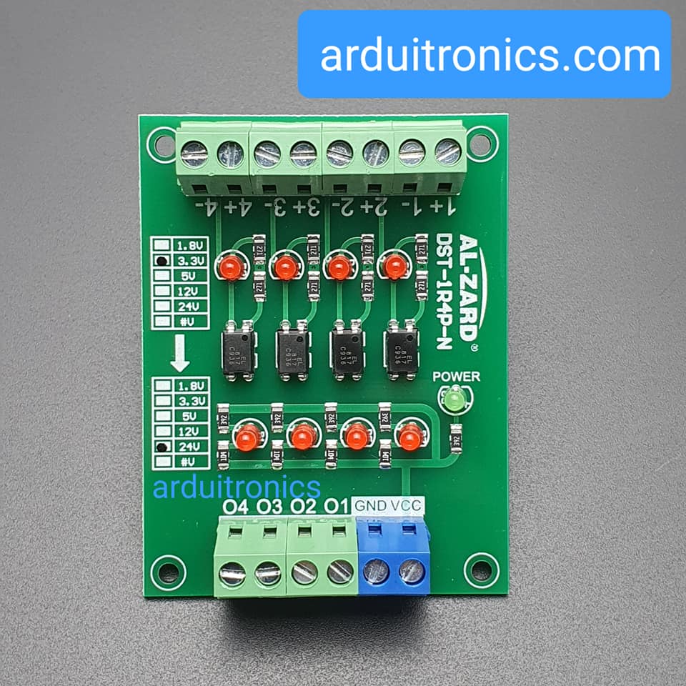 3.3V to 24V 4 Channel 3.3V - 24V Optocoupler Isolation Module PLC Signal Level Voltage ...