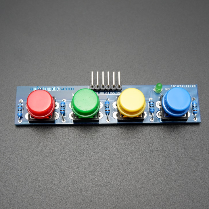 โมดูลสวิตช์กดติดปล่อยดับ 4 ปุ่ม 4 สี สำหรับ Arduino Arduino