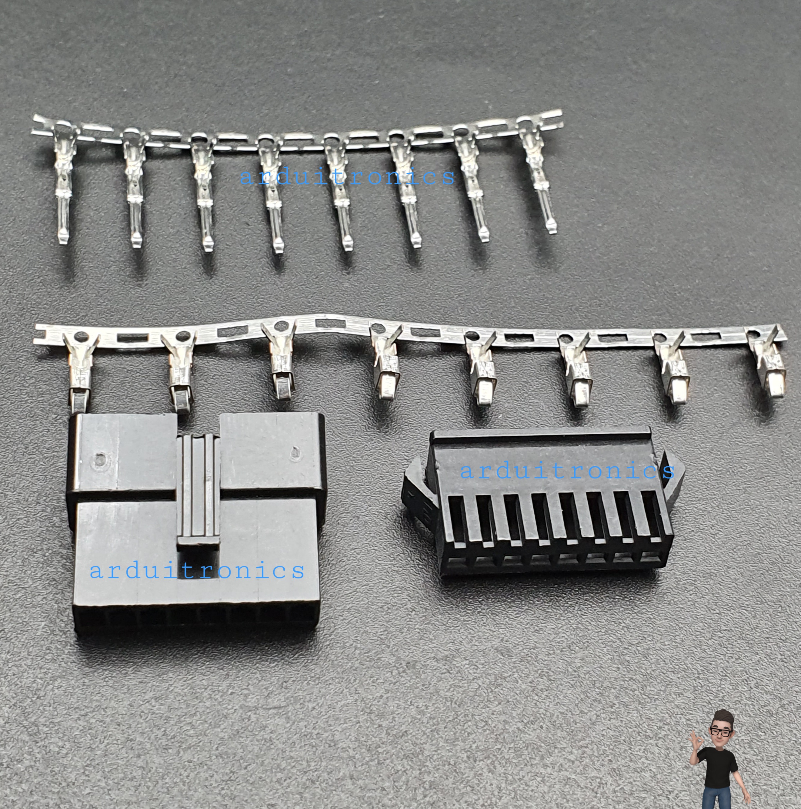 2.54mm 8 Pin Black Plastic Male Female JST-SM Housing Crimp Terminal Connector - Arduino ...