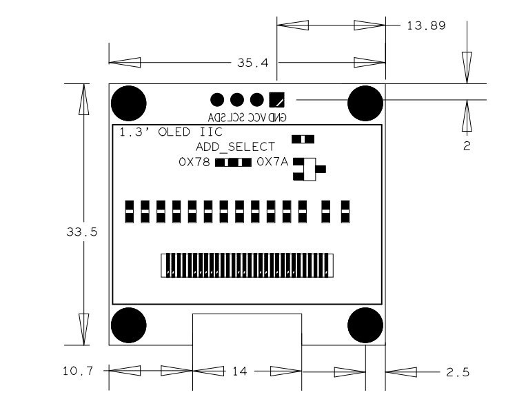 จอแสดงผล Oled 128x64 แบบ I2c ขนาด 13 สีน้ำเงิน Oled Display I2c Module 13 For Arduino