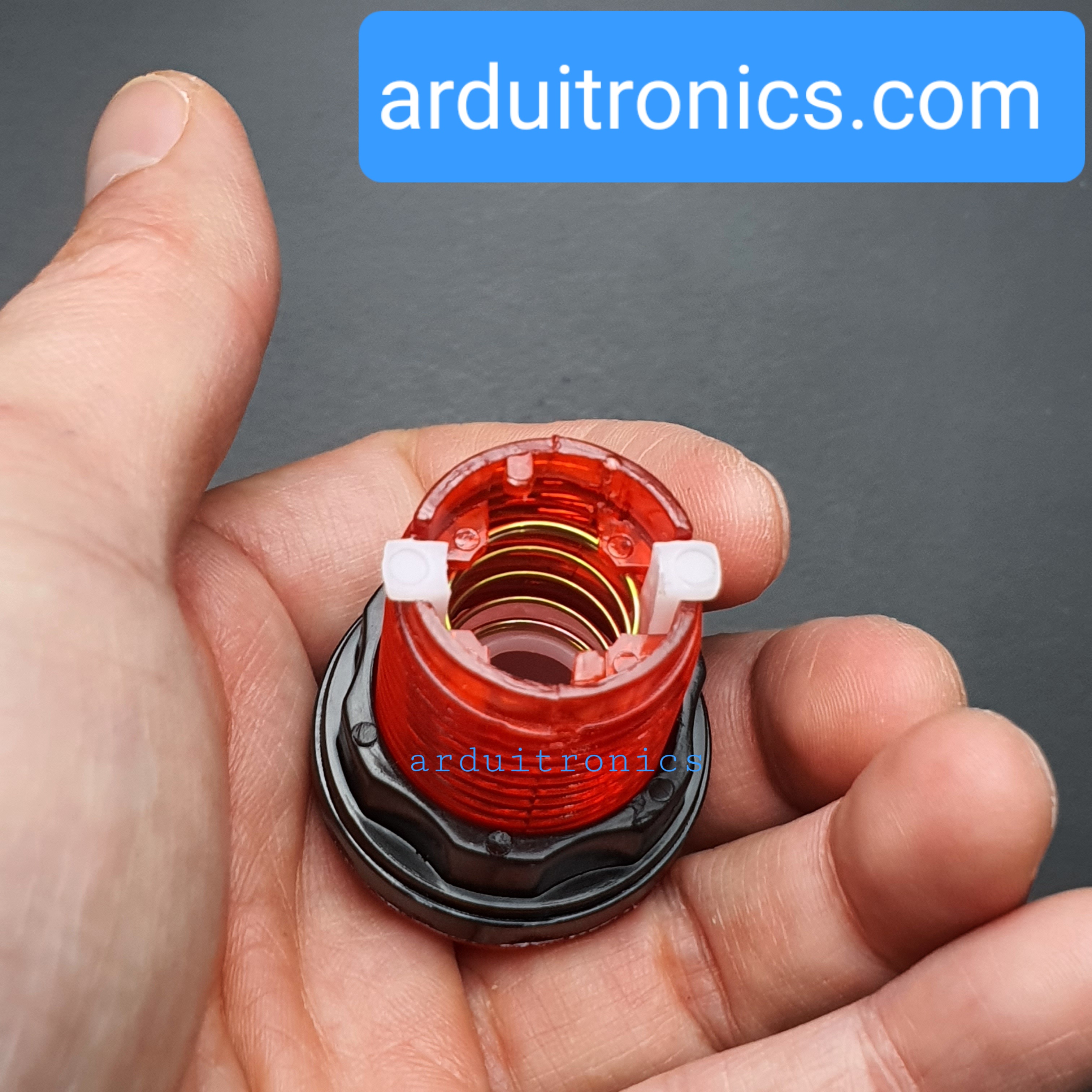 ปุ่มกดตู้เกม สวิตช์กดติดปล่อยดับขนาด 33mm พร้อมไฟ Led สีแดง Arduino Raspberry Pi Nodemcu